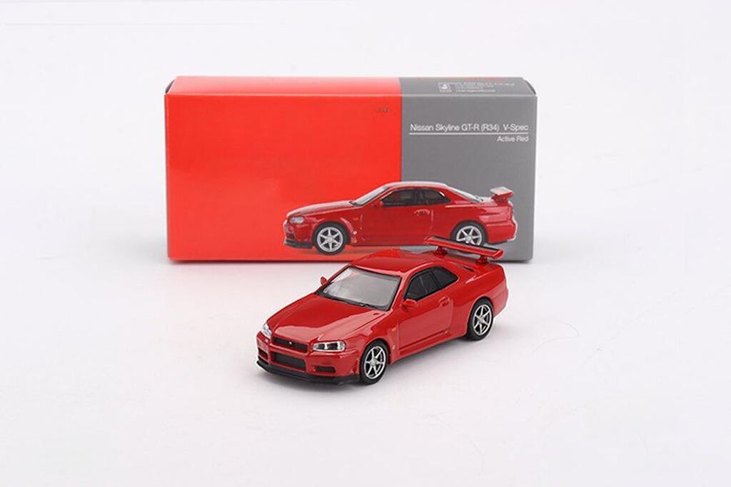❤️ Nissan Skyline GT R R34 V Spec Active Red Mini GT 1 64 Mini GT