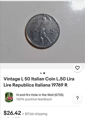 republica italiana 50 lira novcic 1976