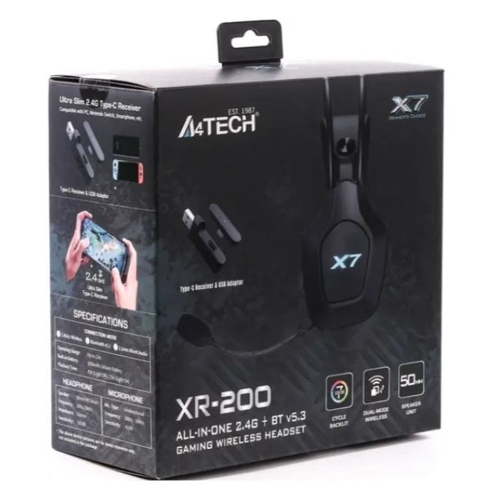 A4-XR-200 A4Tech X7 gejmerske slusalice sa mikrofonom, SURROUND, 50mm/16ohm, USB, LED,Bluetooth+2,4G