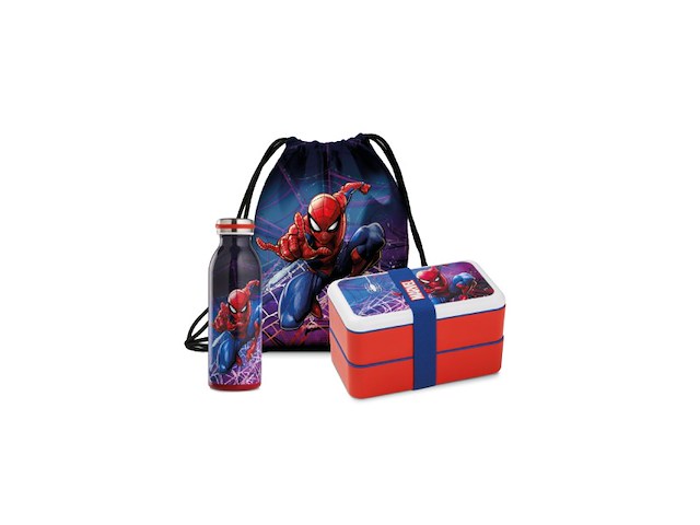 Kutija za užinu, podesiva torba i termos set - Marvel, Spider-Man, Purple