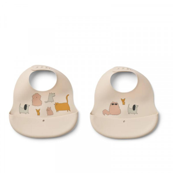Liewood silik portikla 2pcs Ember,CatsandDogs/Sand