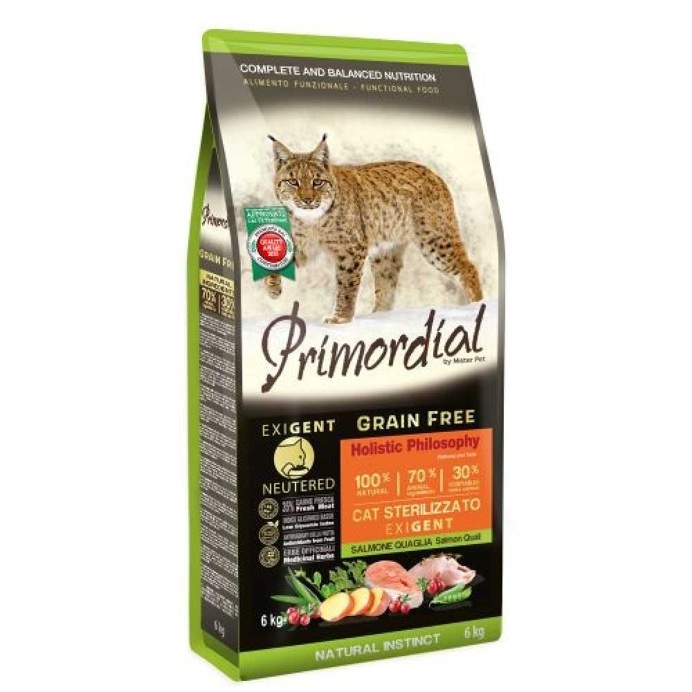 Mister Pet Primordial Cat Adult Exigent Sterilised Losos & Prepelica 2kg