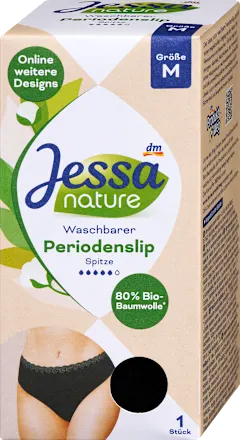 Jessanature višekratne menstrualne gaćice sa čipkom, veličina M, crne, 1 kom