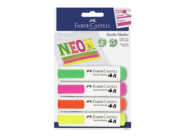 Marker za tekstil set 4 - Faber-Castell, Neon