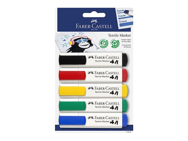 Marker za tekstil set 5 - Faber-Castell, Basic
