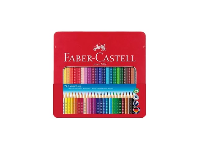 Faber-Castell Coloured Pencil - Grip, Tin Case, 24