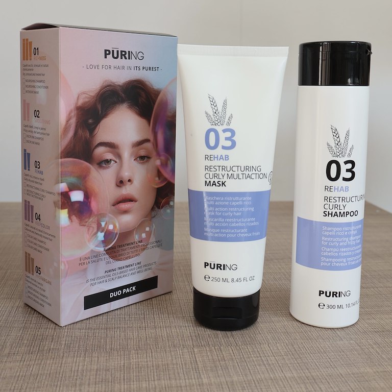 Puring 03 rehab za kovrdzavu kosu šampon 300ml + maska 250ml – poklon set
