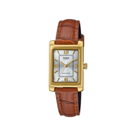 Casio LTP-1234GLL-7A ženski sat pravougaono kućište Gold ton kožni kaiš Caramel Croco