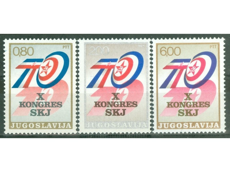 SFRJ 1974 Mi 1562-64, X kongres SKJ