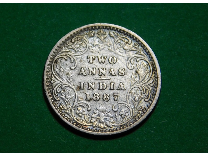 Indija - Two annas 1887 - Victoria - srebro