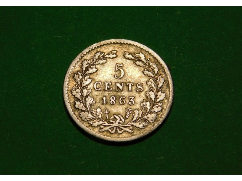 Netherlands - 5 Cents 1863 - srebro