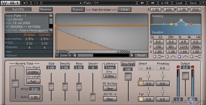 Waves IR-1 Convolution Reverb plugin