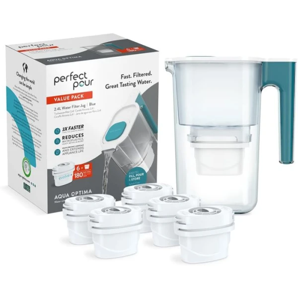 Aqua Optima PP1008 Perfect Pour 2.4L +6 filtera tirkiz