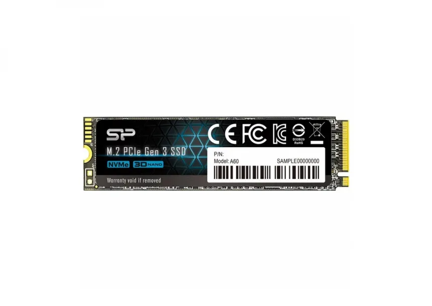 Silicon Power SP512GBP34A60M28 M.2 NVMe 512GB, 2280, PCIe Gen 3x4, A60, Read up to 2,200 MB/s, Write up to 1,600 MB/s (single sided)