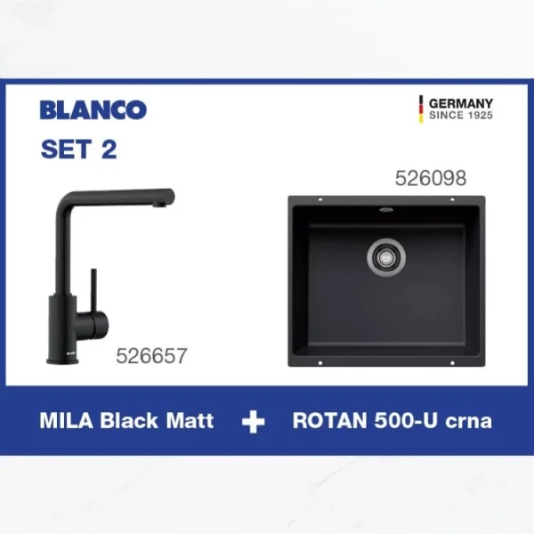 BLANCO SET(ROTAN 500-U crna + MILA Black Matt)