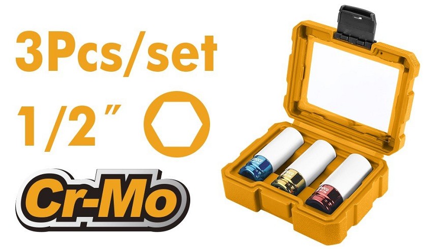 Ingco HNMLNS031 3-delni set nasadnih ključeva 1/2" sa zaštitom