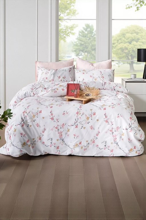 Komplet set posteljina Cotton 200x220cm Sakura Pudra – Francuski ležaj