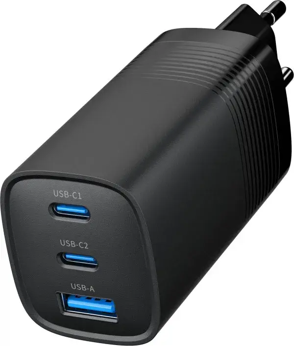 Gembird TA-UC-PDQC65-01-BK USB Brzi punjač, 3-port, 65W, GaN, Crni