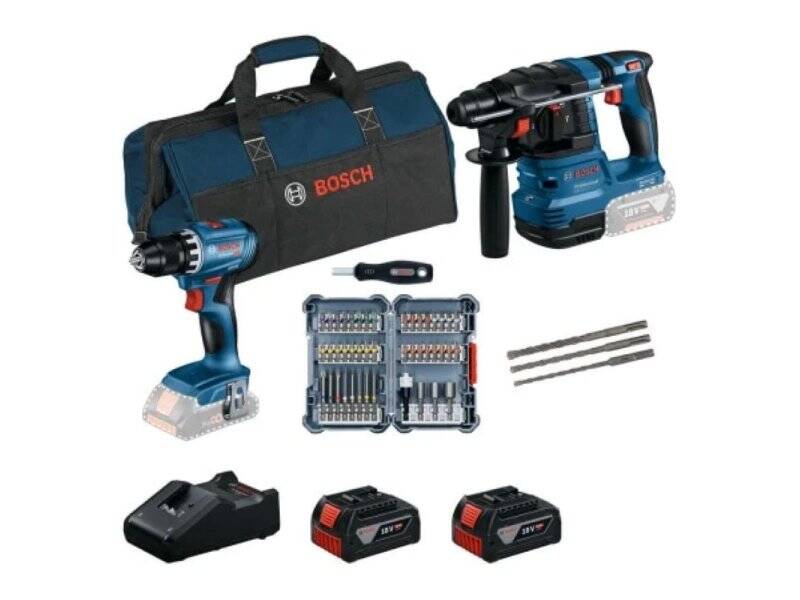 BOSCH PLAVI ALAT SET ALATA GSR18V-45+GBH18V+22+SET PRIBOR