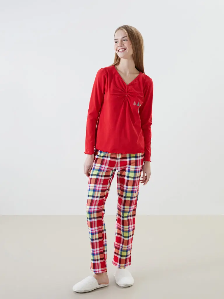 LC Waikiki Ženska komplet pidžama, W4EJ40Z8-LTP, Crvena