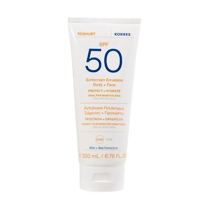 Korres Yoghurt emulzija za zaštitu od sunca za lice i telo, Spf50, 200ml