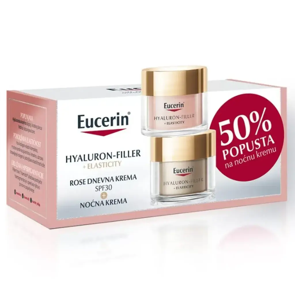 Eucerin Dnevna krema za lice Spf30 50ml + Noćna krema 50ml Elasticity Rose