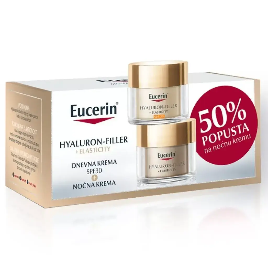 Eucerin Dnevna krema za lice Spf30 50ml+Noćna krema 50ml Elasticity