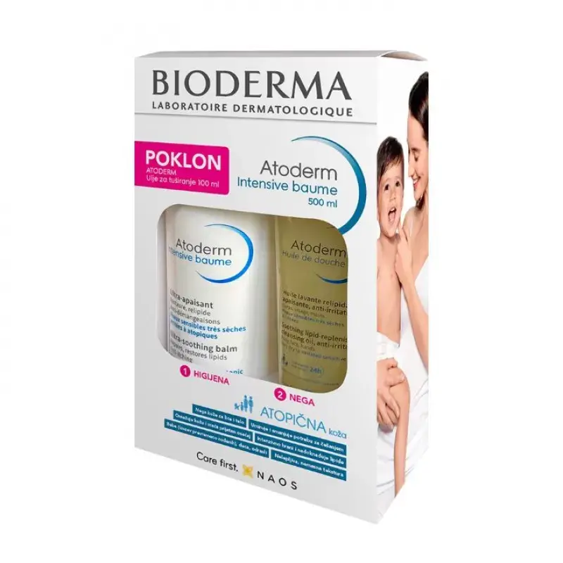 Bioderma Balzam za telo Atoderm, 500ml + Ulje za kupanje Atoderm, 100ml