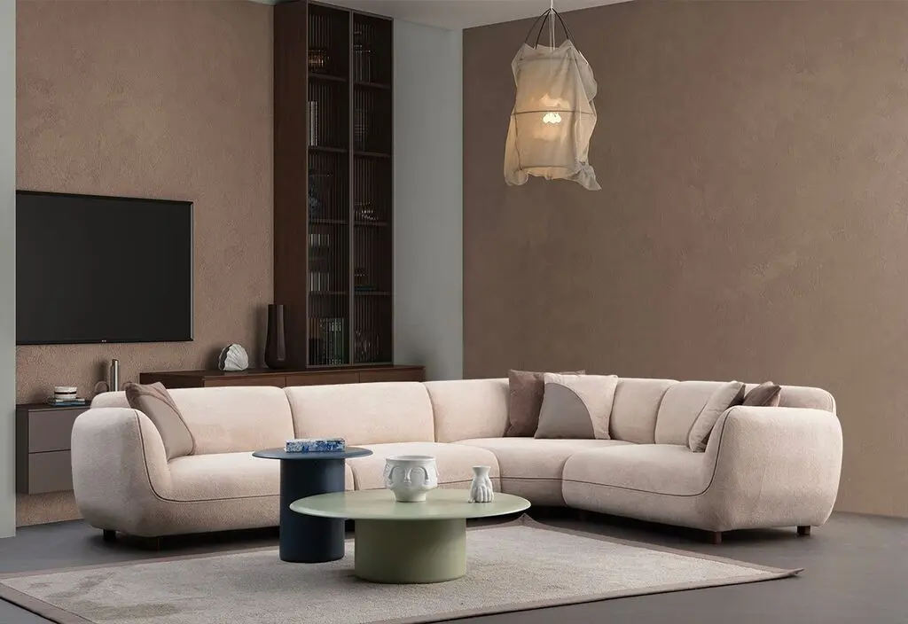 Atelier del Sofa Ugaona garnitura Pavia, 335x240 cm, Krem