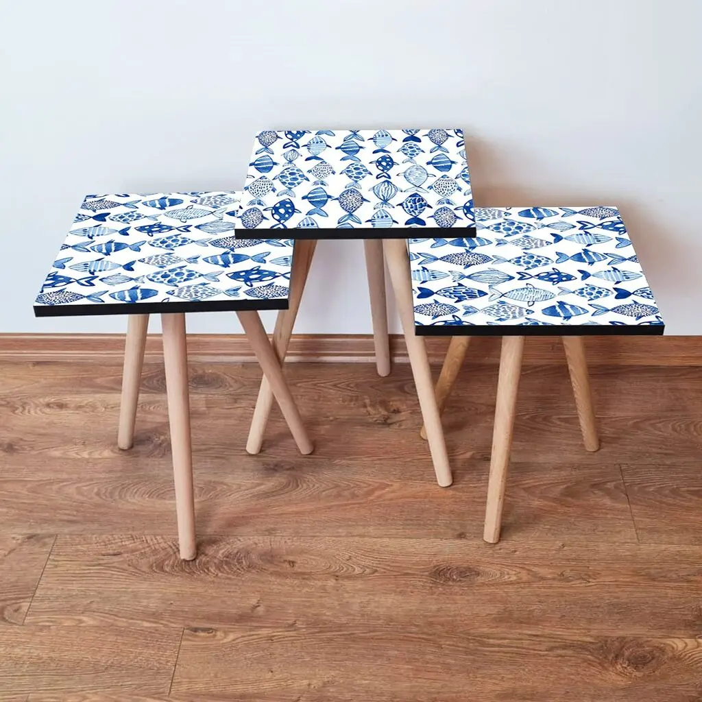 Hanah Home Set klub stočića 3Shp277, 3 komada, Šareni