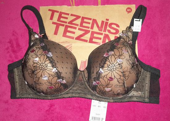 Tezenis crni bež roze cipka 90C/85D NOVO!%