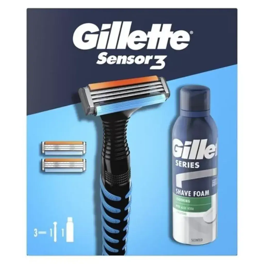 Gillette Set Brijač, tri dopune i pena za brijanje Sensor3, 200ml