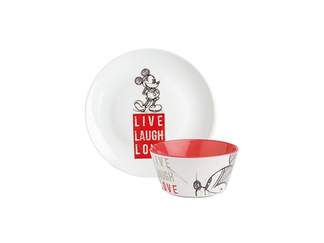 Komplet Dessert set 2 - Disney, Mickey Live Laugh Love, Red