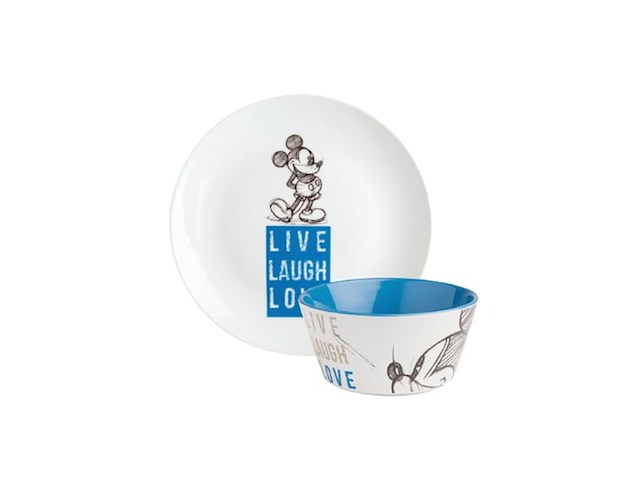 Komplet Dessert set 2 - Disney, Mickey Live Laugh Love, Blue