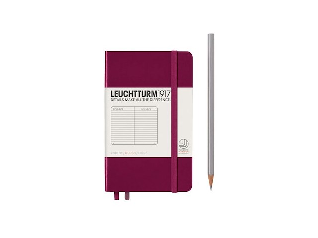 Agenda Pocket A6 Hardcover- Leuchtturm, 185 PG Ruled Port Red