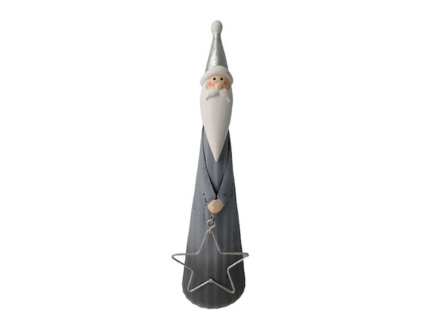 Novogodišnja figura - Grey Metal Santa 29 cm