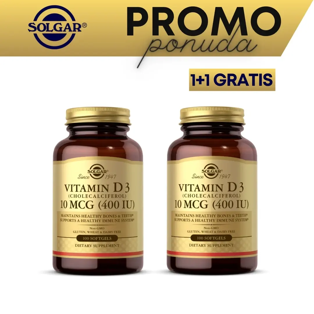 SOLGAR Vitamin D3 10 mcg 100+100 kapsula