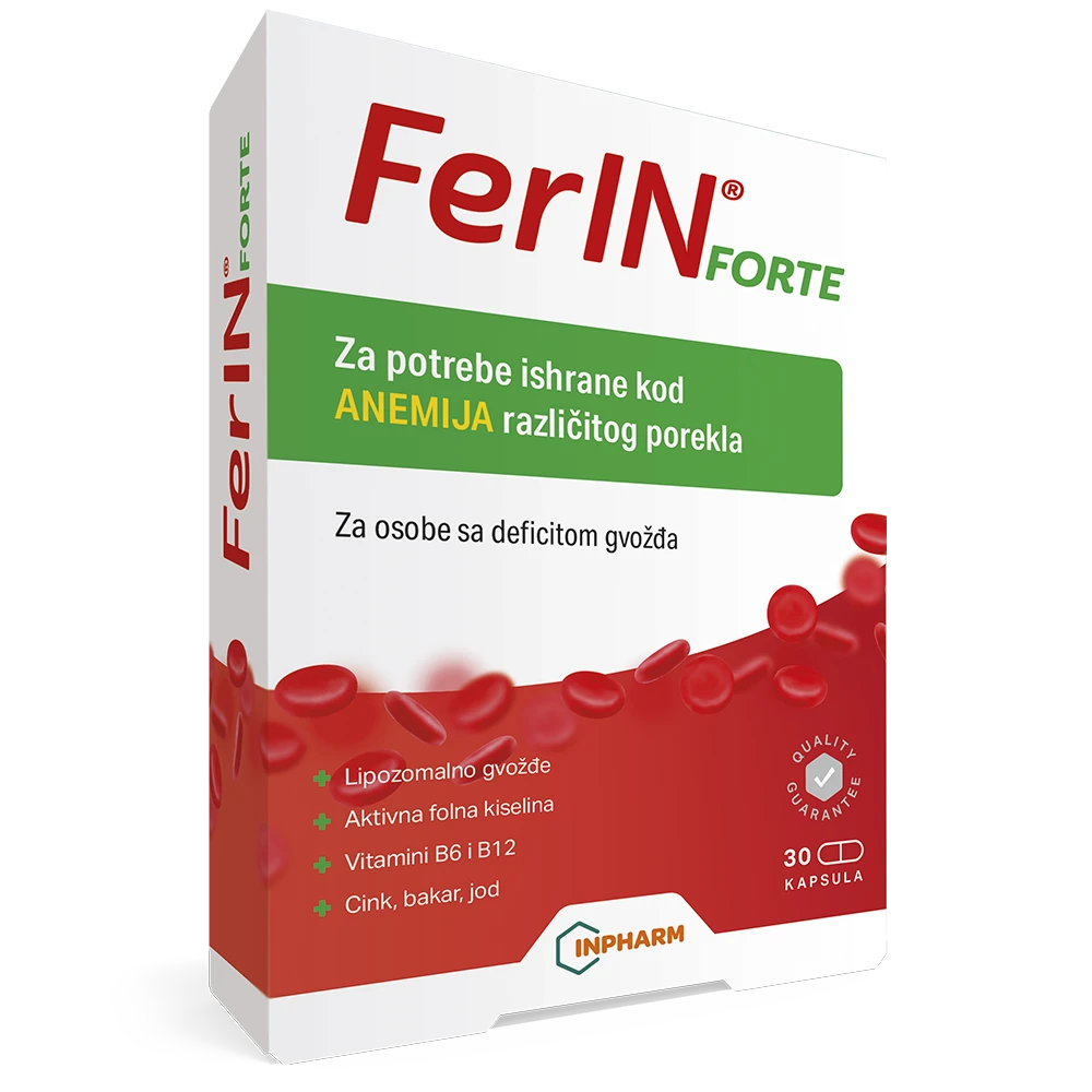 Inpharm FerIN forte, Za anemiju, 30 kapsula