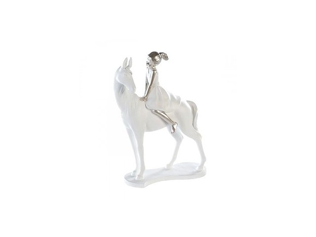 Skulptura - Girl on Horse white/silver