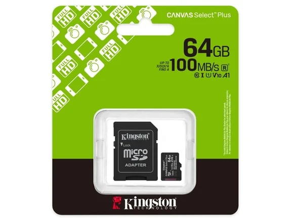 Kingston Memorijska kartica U1 V10 SDXC 64GB Canvas Select Plus G3 150R SDCS3/64GB + adapter