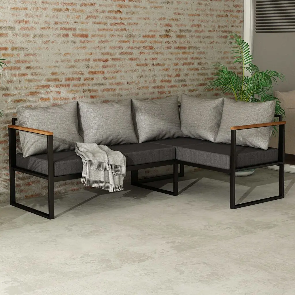 Hanah Home Baštenska ugaona sofa, Antracit