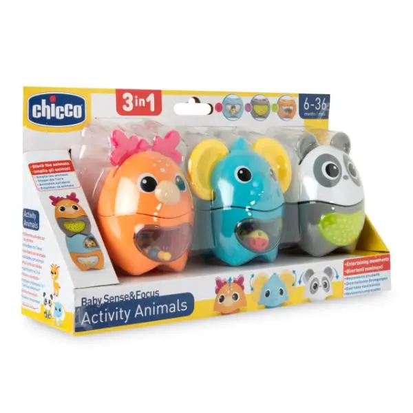 Chicco Set igračaka za bebe Edukativne životinje, 3 komada