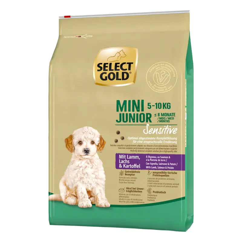 SELECT GOLD Suva hrana za pse Sensitive Mini Junior, Jagnjetina i losos, 1kg
