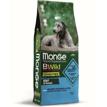 Monge BWild Low Grain Free Hrana Za Pse, Inćun Sa Krompirom I Graškom, Za Sve Rase, Adult, 12kg