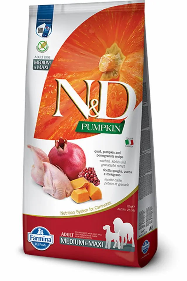 N&D Suva hrana za pse Pumpkin Quail&Pomegranate Medium&Maxi, 12kg