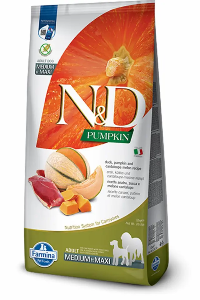 N&D Suva hrana za pse Pumpkin Duck&Cantaloupe Medium&Maxi, 12kg