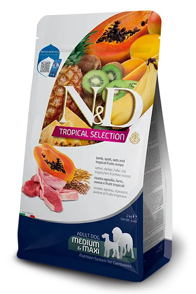 N&D Tropical Selection Medium&Maki Adult 10kg. - јagnjetina, pira, ovas i tropsko voće