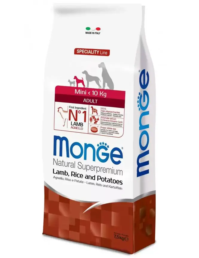 Monge Natural Suva hrana za mini odrasle pse Superpremium, Jagnjetina, pirinač i krompir, 7.5kg