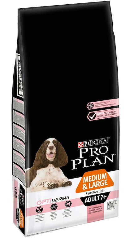 PURINA PRO PLAN Suva hrana za pse srednjih i velikih rasa 7+ osetljive kože sa lososom 14kg