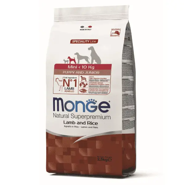 MONGE Hrana za štence telesne težine manje od 10 kg Puppy&Junior Lamb&Rice, 800g